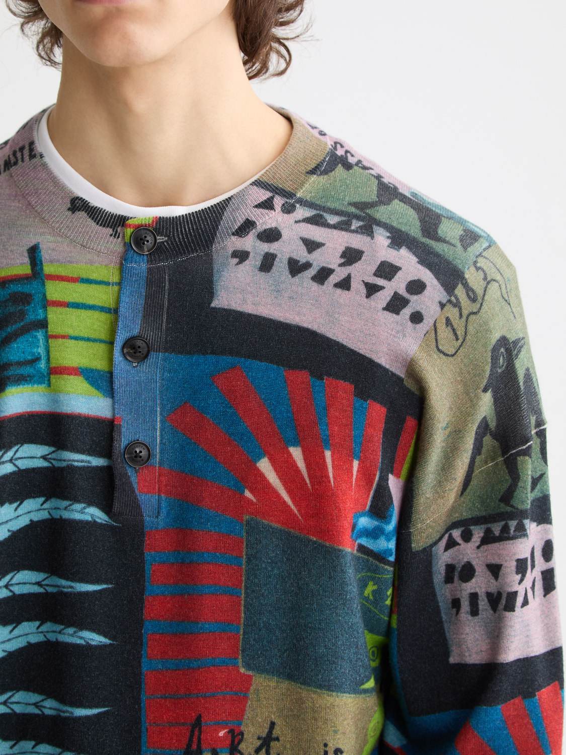 Printed henley shirt