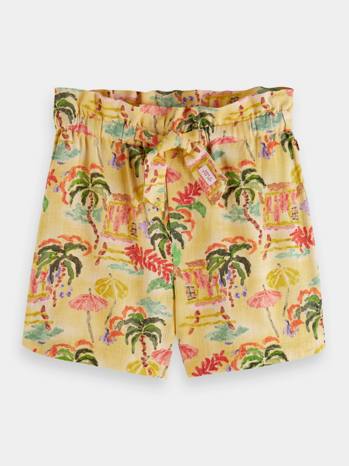 Kids - Printed linen shorts
